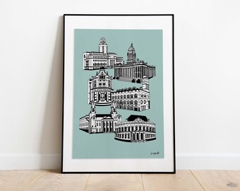 Leeds Map Illustrated Map Leeds Print Leeds Art Poster Leeds Artwork ...