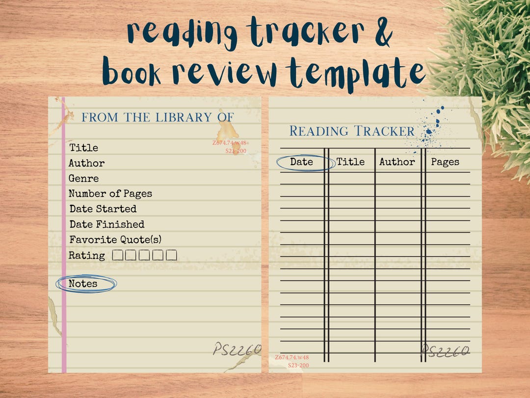 Book Review - Reading Tracker - Instant Download Printable - Book Club ...