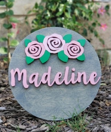 23 Custom Rose Set Name Sign Personalized Wood Decor | Etsy