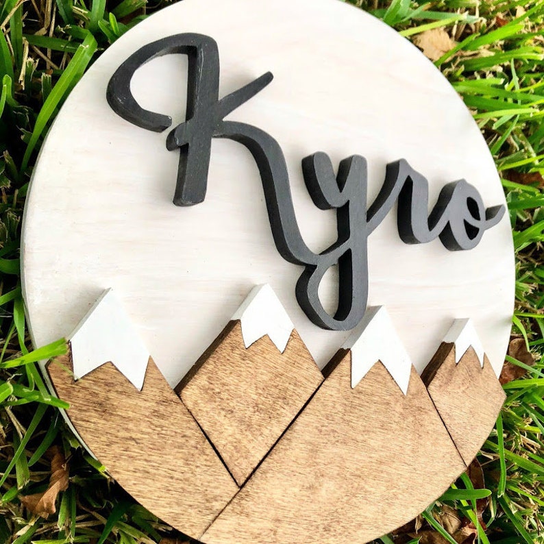 Custom Snowcap Mountains Name Sign Personalized Wood Decor | Etsy