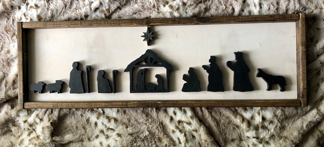 30x9" Framed Nativity Scene Sign - Etsy
