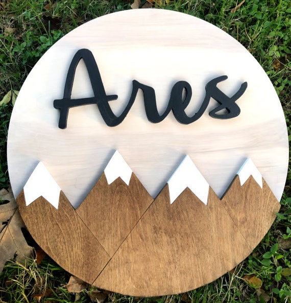 Custom Snowcap Mountains Name Sign Personalized Wood Decor | Etsy
