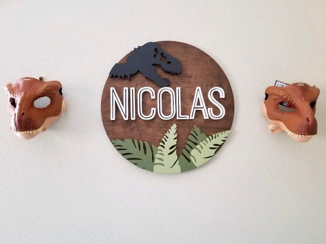 Jurassic Dinosaur Sign | Nursery Name Sign | Round Sign | Personalized ...