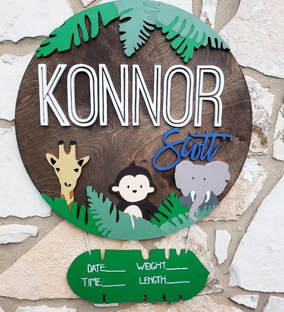 18" Monkey Safari Sign | Zoo Animals | Jungle Theme | Nursery Decor - Etsy