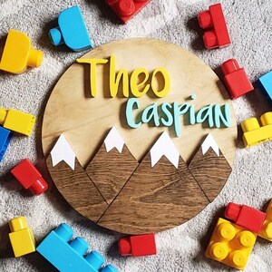 Custom Snowcap Mountains Name Sign Personalized Wood Decor | Etsy
