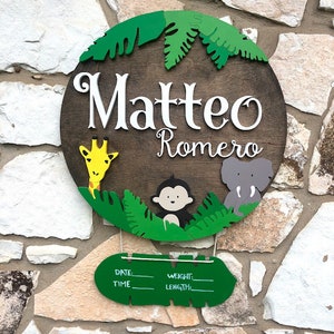 23" Monkey Safari Sign | Zoo Animals | Jungle Theme | Nursery Decor - Etsy