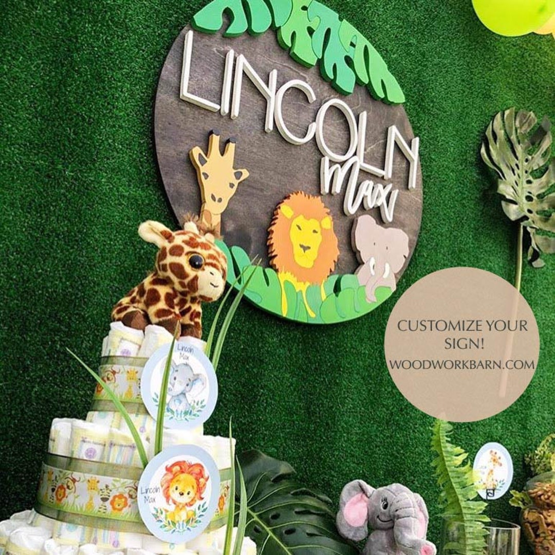 23" Safari Theme Sign | NO LETTER LIMIT | Wild Animals | Zoo Theme ...