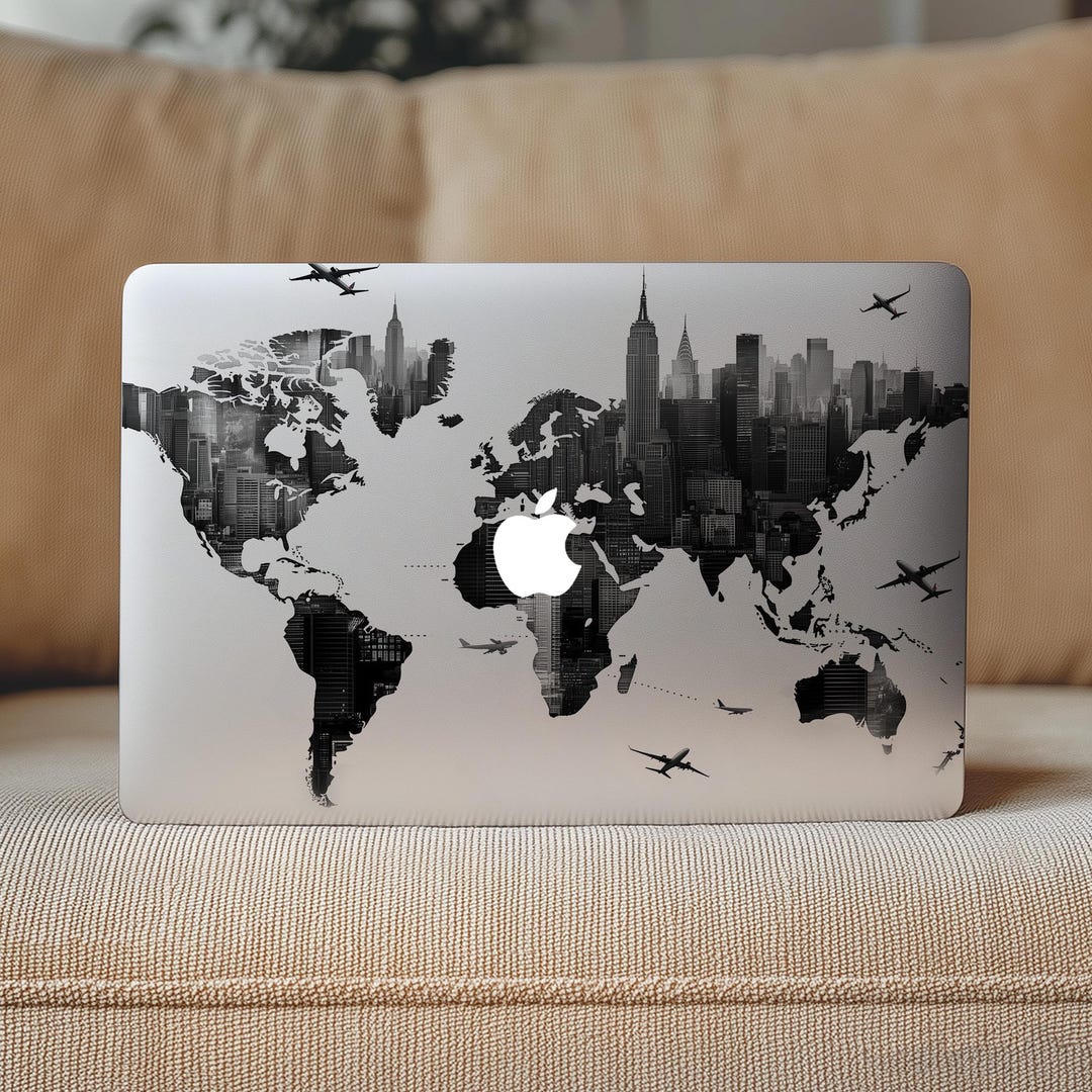 World Map Decal MacBook Air 15 A2941 Skin 2023 MacBook Pro 14 M3 ...