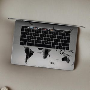World Map Decal MacBook Air 15 A2941 Black Art Skin 2025 Mac Book Pro ...