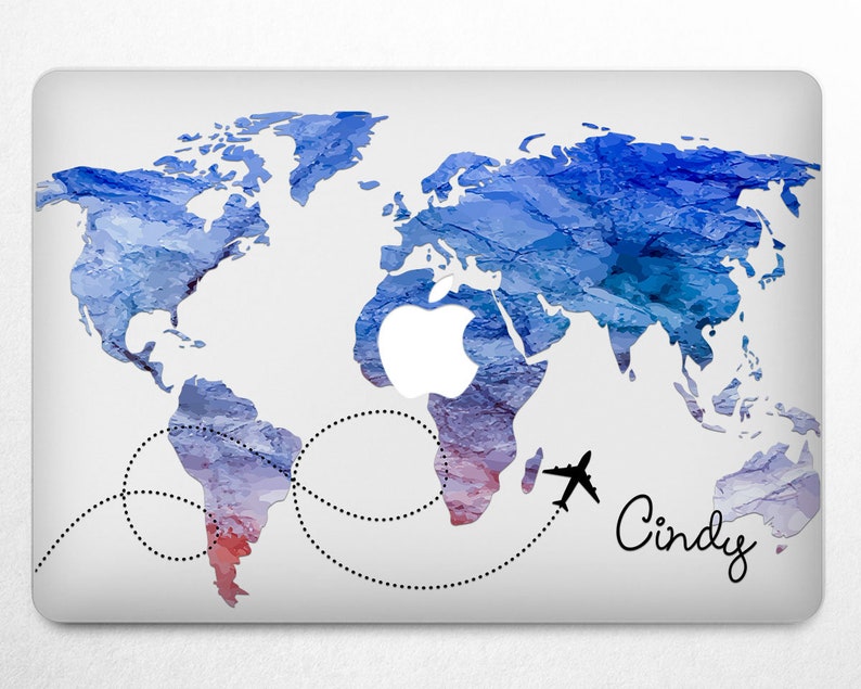 World Map Mac Pro 13 Inch Stone Print A1932 Travel Mac Book - Etsy