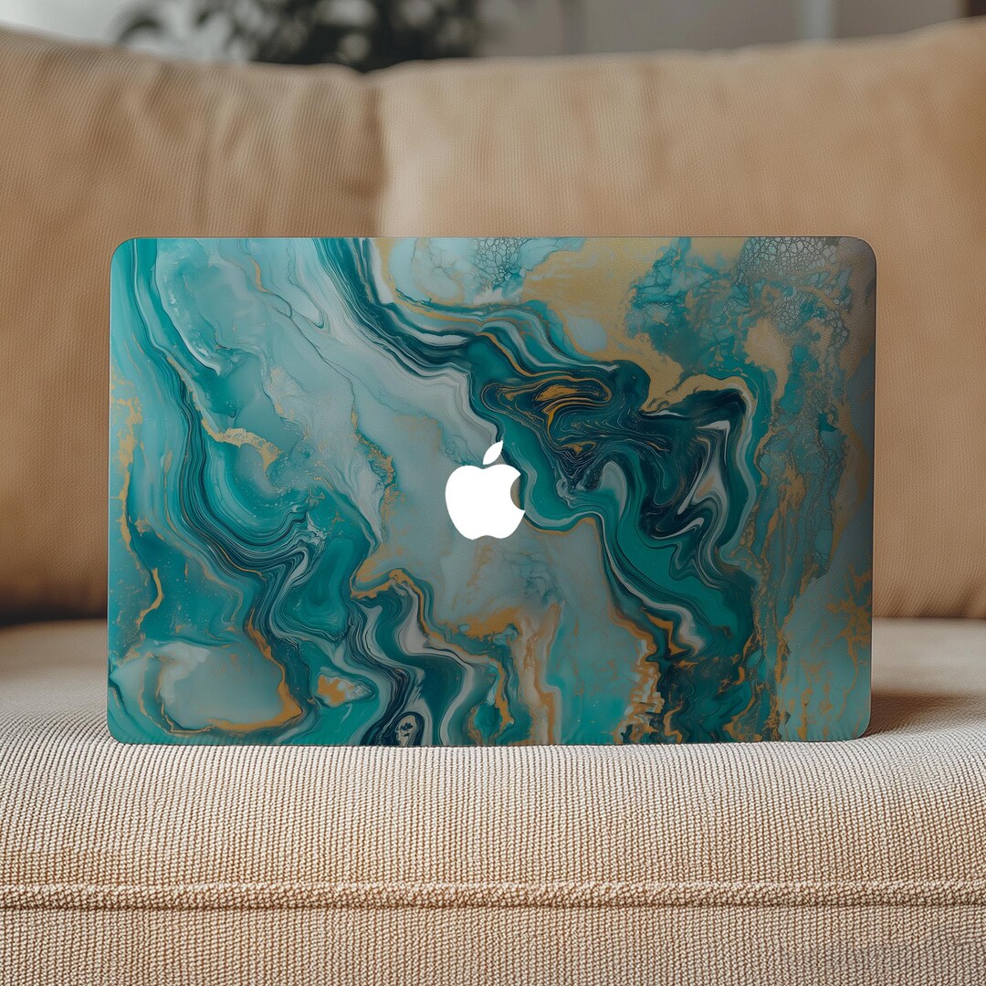 Blue Acrylic Painting MacBook Pro 15 14" M1 A2179 Aqua Marble MacBook ...