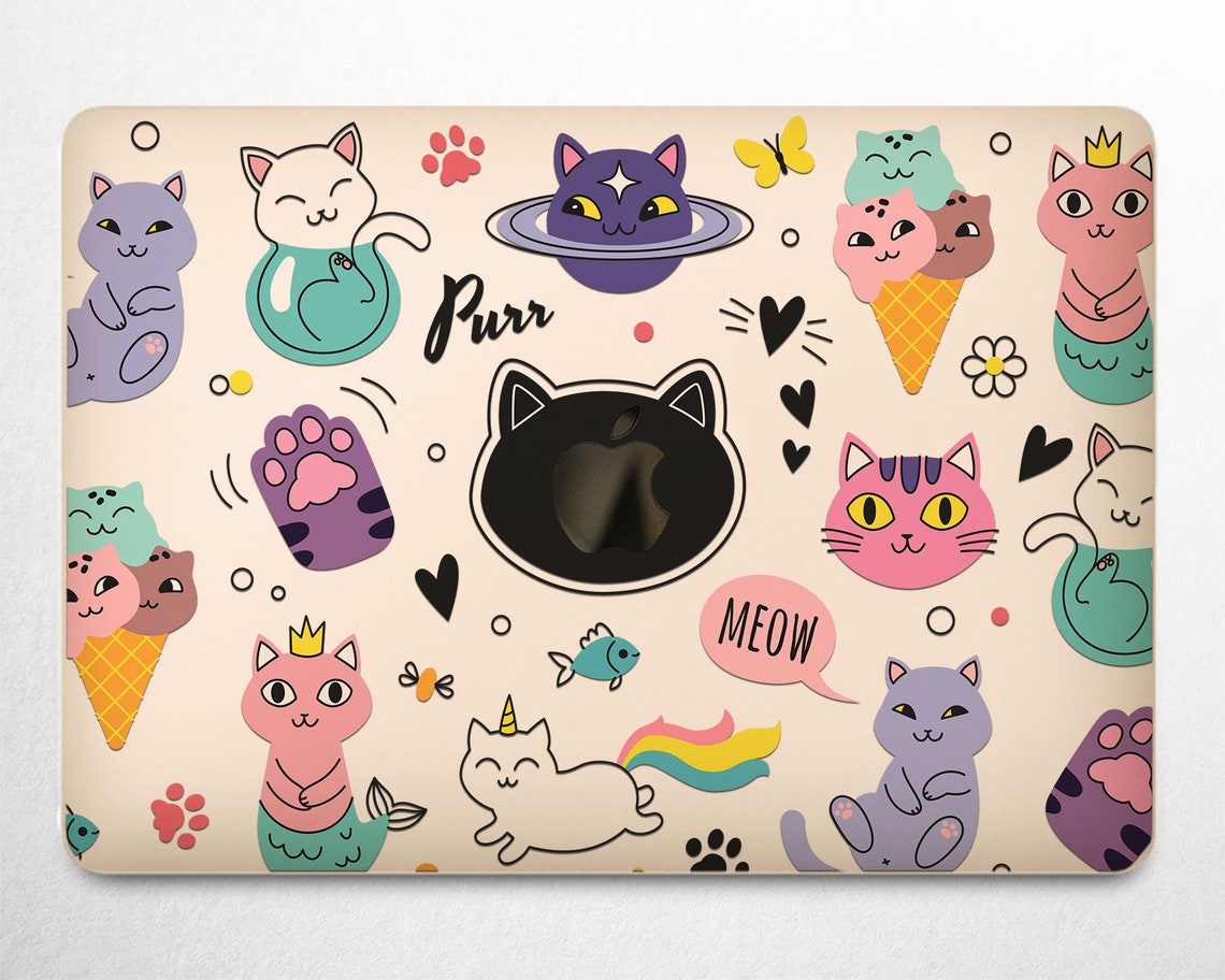 Kawaii Cat Sticker Apple Macbook Air 13 Cute Animal A1932 Mac - Etsy