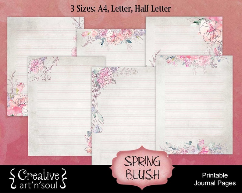 Printable Journal Pages Printable Writing Paper Spring Blush - Etsy