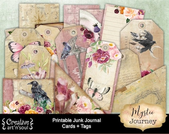 Printable Junk Journal Ephemera Set Mini File Folder Cards - Etsy