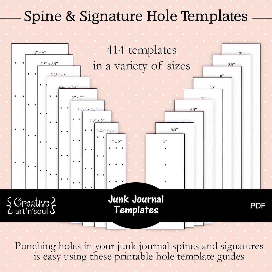 Junk Journal Templates, Spine and Signature Hole Templates Bundle ...