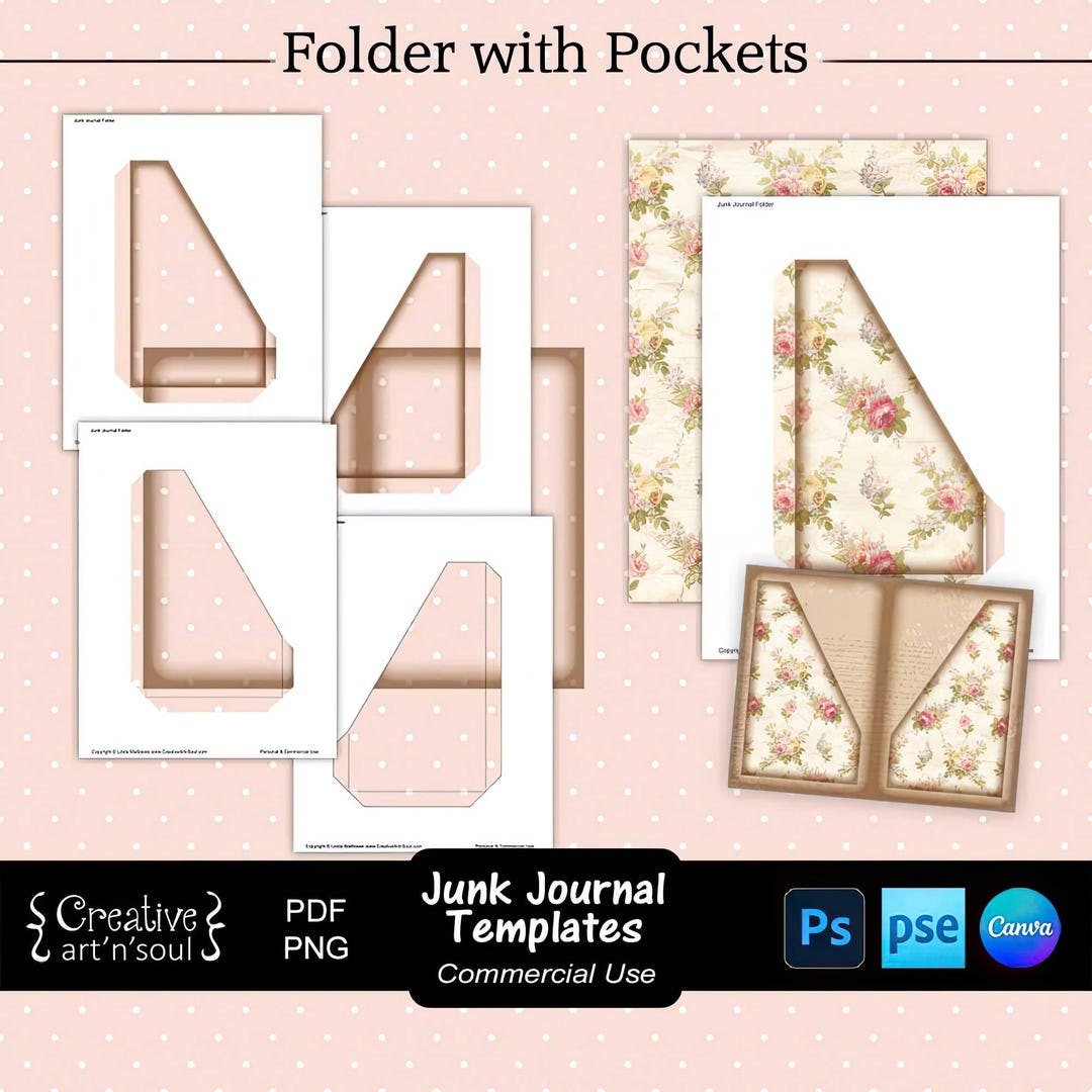Junk Journal Templates, Printable Folder With Pockets, Templates for ...