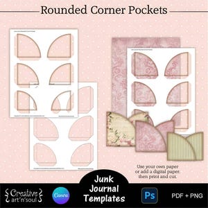 Printable Junk Journal Pocket Templates, Rounded Corner Pockets ...