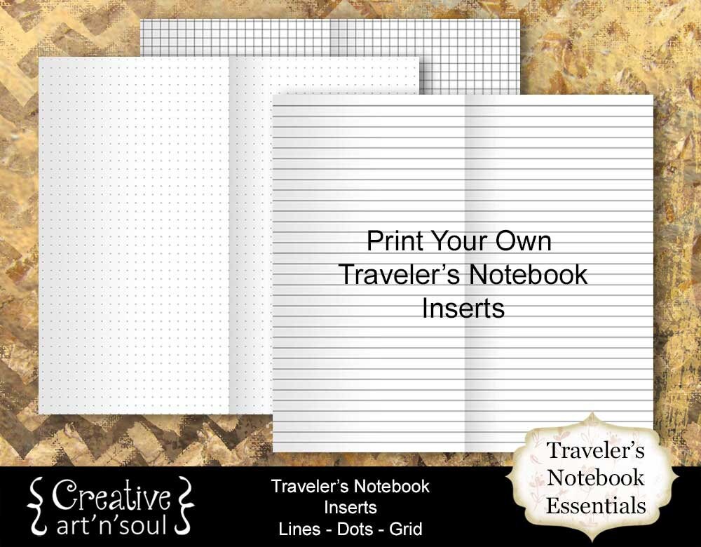 Printable Traveler's Notebook Inserts Lines Dots Grid - Etsy