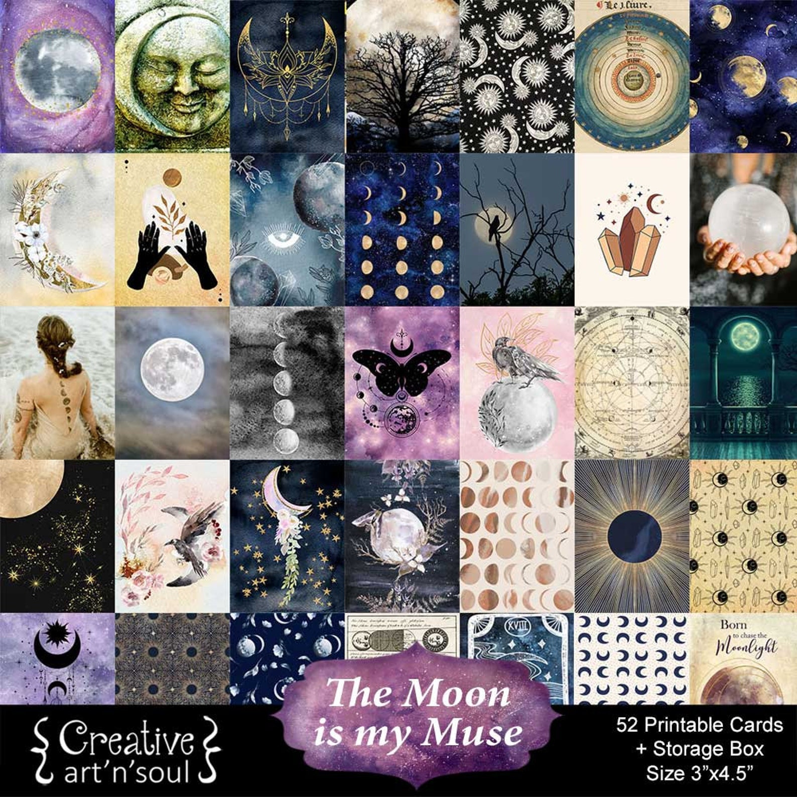 Printable Moon Themed Cards Plus Storage Box the Moon is My - Etsy