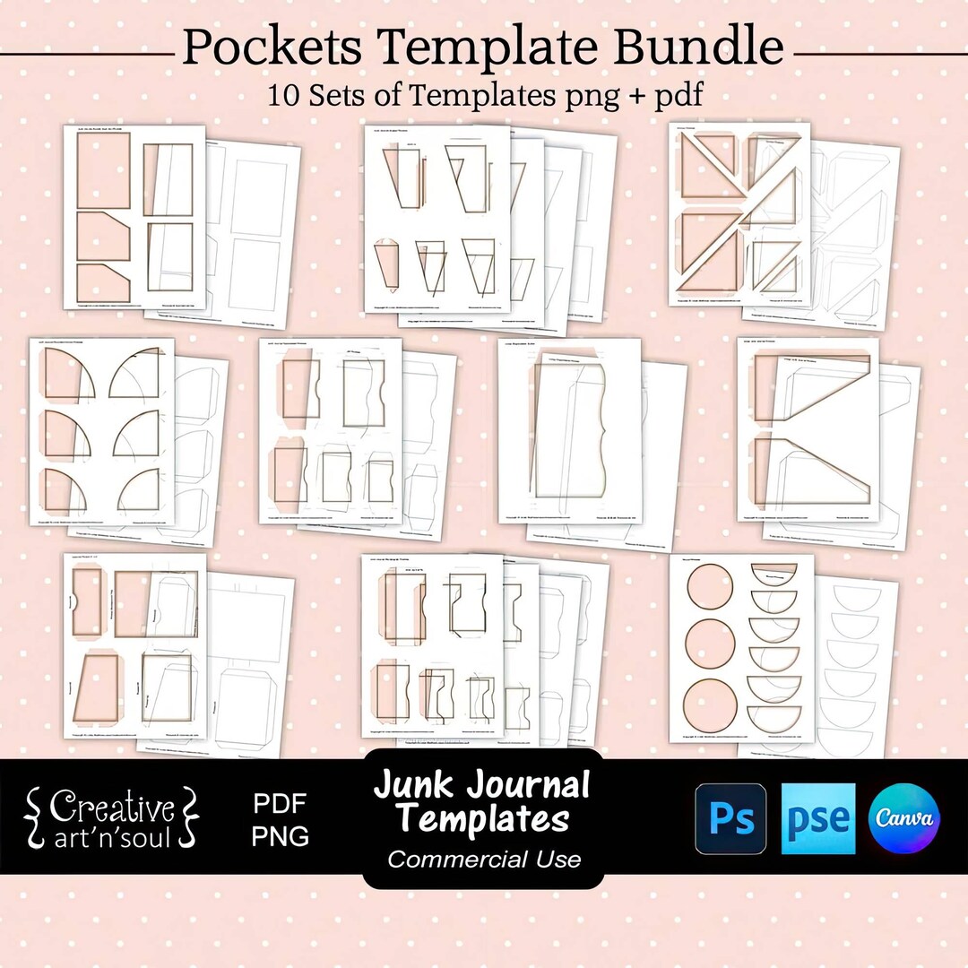 Junk Journal Templates, Printable Pockets Bundle, Templates for Canva ...