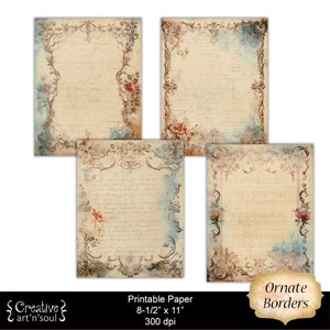 Printable Paper Printable Junk Journal Pages Ornate Borders - Etsy