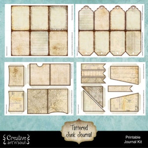 Printable Tattered Junk Journal Kit, Neutral Pages and Ephemera ...