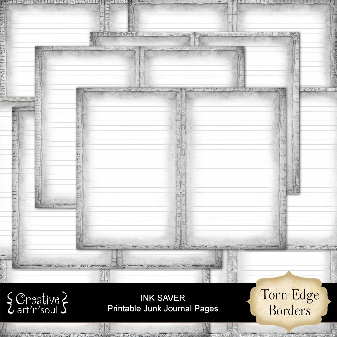 Printable Ink Saver Junk Journal Pages, Printable Lined Pages, Black ...