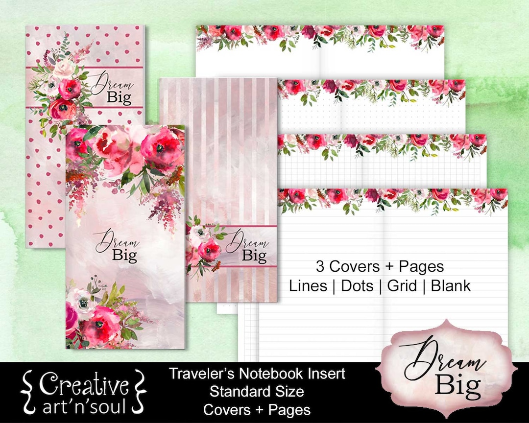 Printable Travelers Notebook Inserts Standard Size Dream Big - Etsy