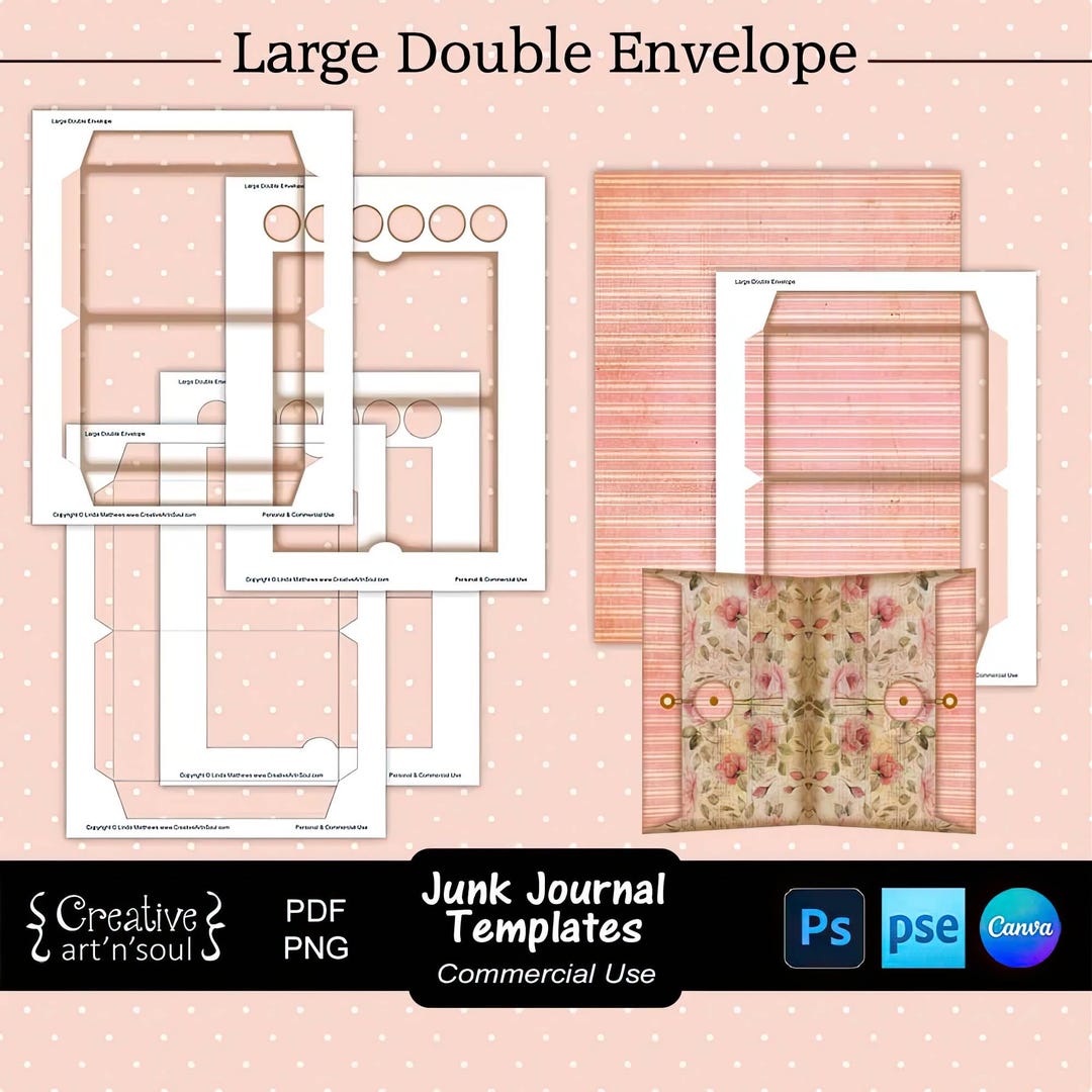 Junk Journal Templates, Printable Large Double Envelope, Templates for ...