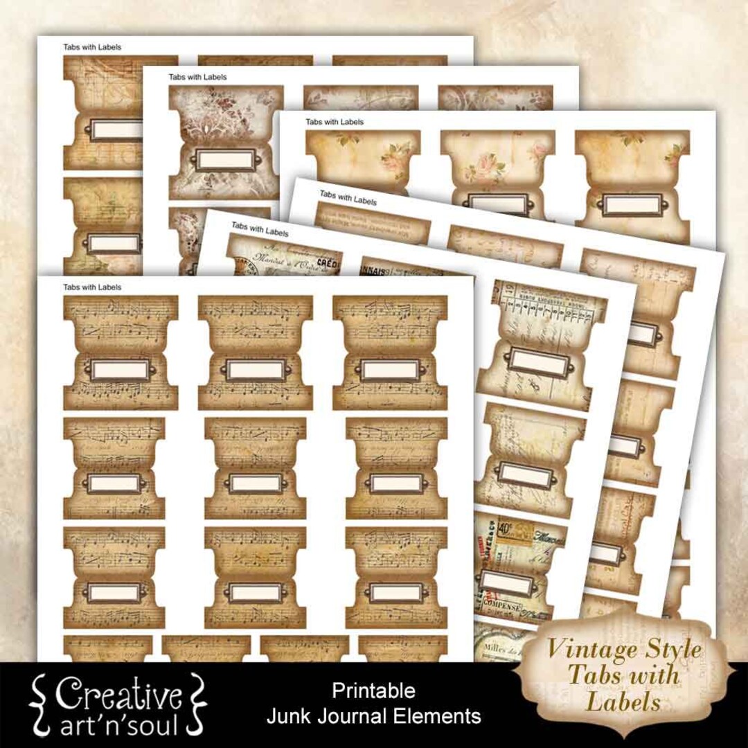 Printable Tabs With Labels, Junk Journal Folder Tabs With Labels - Etsy