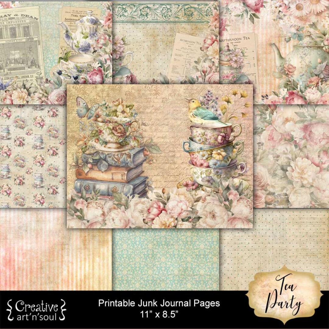 Printable Junk Journal Pages, Tea Party - Etsy