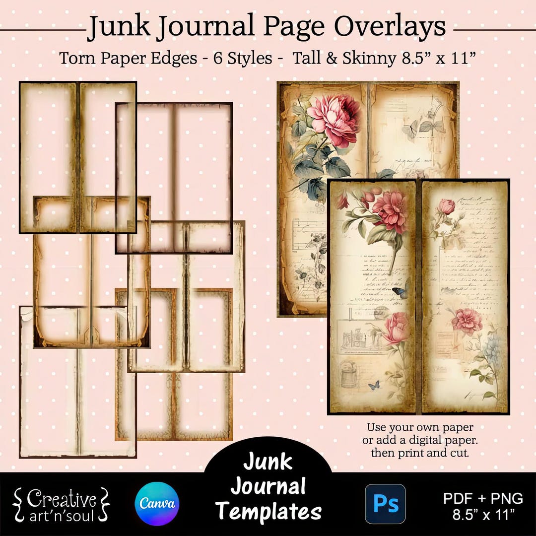 Junk Journal Templates, Tall & Skinny Junk Journal Page Borders With ...