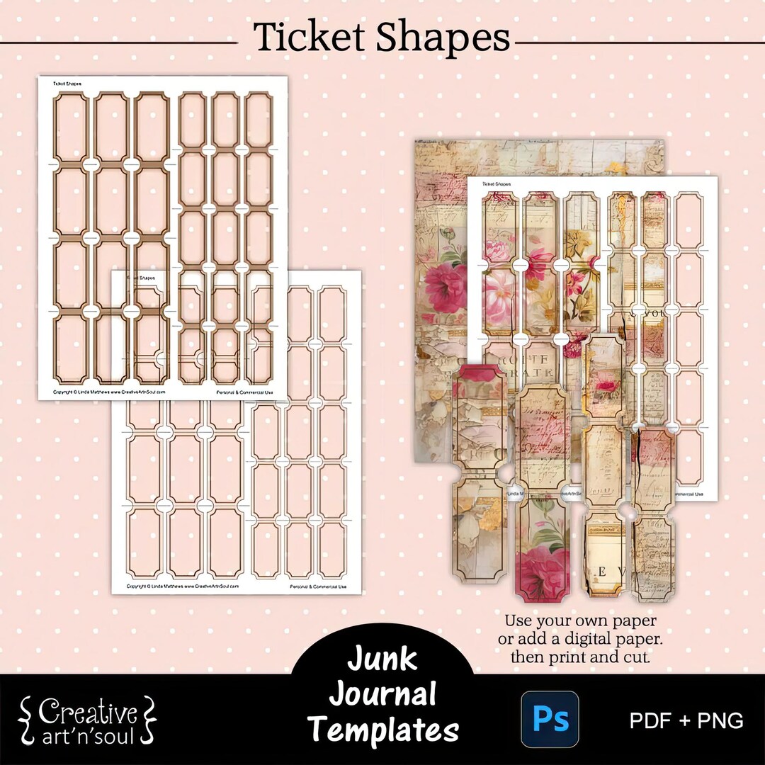 Printable Junk Journal Ticket Templates, Junk Journal Ticket Shapes ...