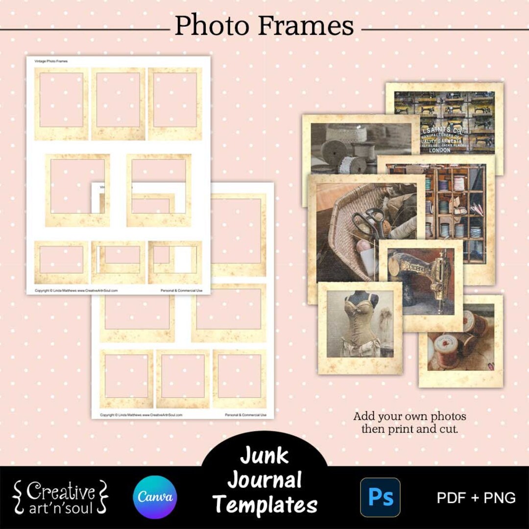 Printable Junk Journal Template, Photo Frames - Etsy Australia