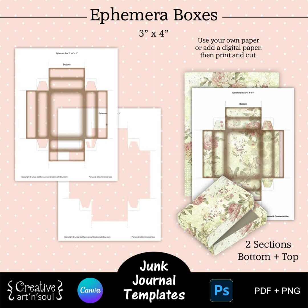 Printable Junk Journal Template, Junk Journal Ephemera Boxes, 3 X 4 - Etsy