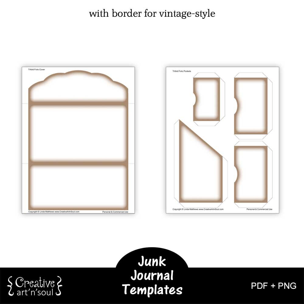 Printable Junk Journal Template Trifold Folio With Pockets Etsy