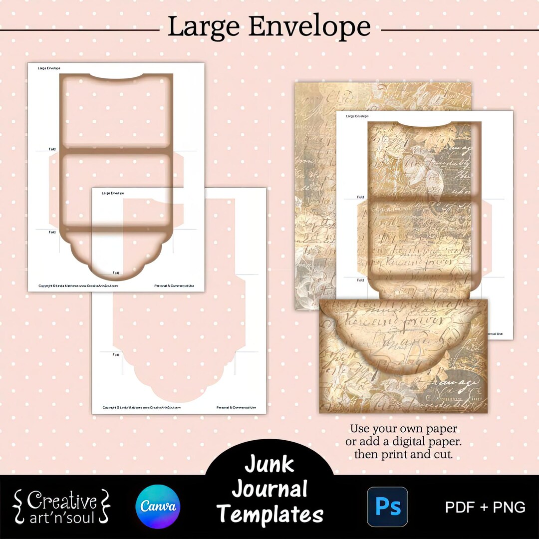 Printable Junk Journal Envelope Templates, Junk Journal Large Envelope ...