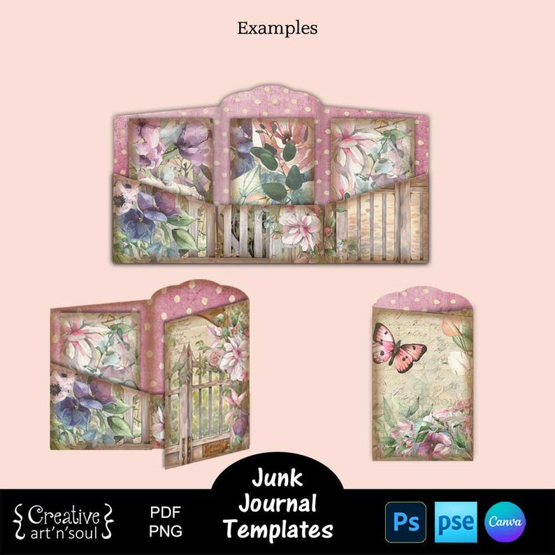 Junk Journal Templates, Mini Folio With Cards, Templates for Canva and ...