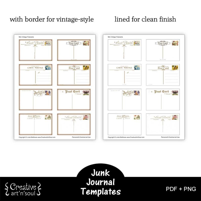 Printable Junk Journal Template Mini Vintage Postcards - Etsy Australia