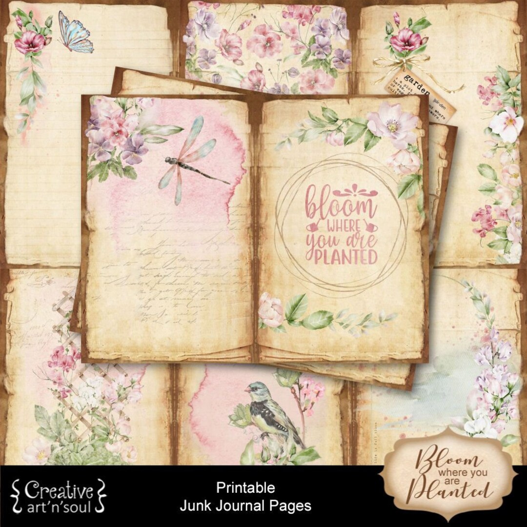 Printable Junk Journal Pages, Bloom Where You Are Planted - Etsy