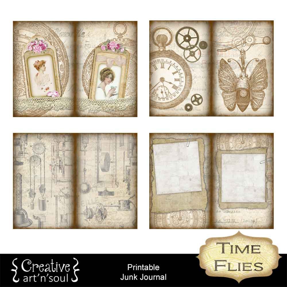 Printable Junk Journal Kit Digital Journal Kit Time Flies - Etsy