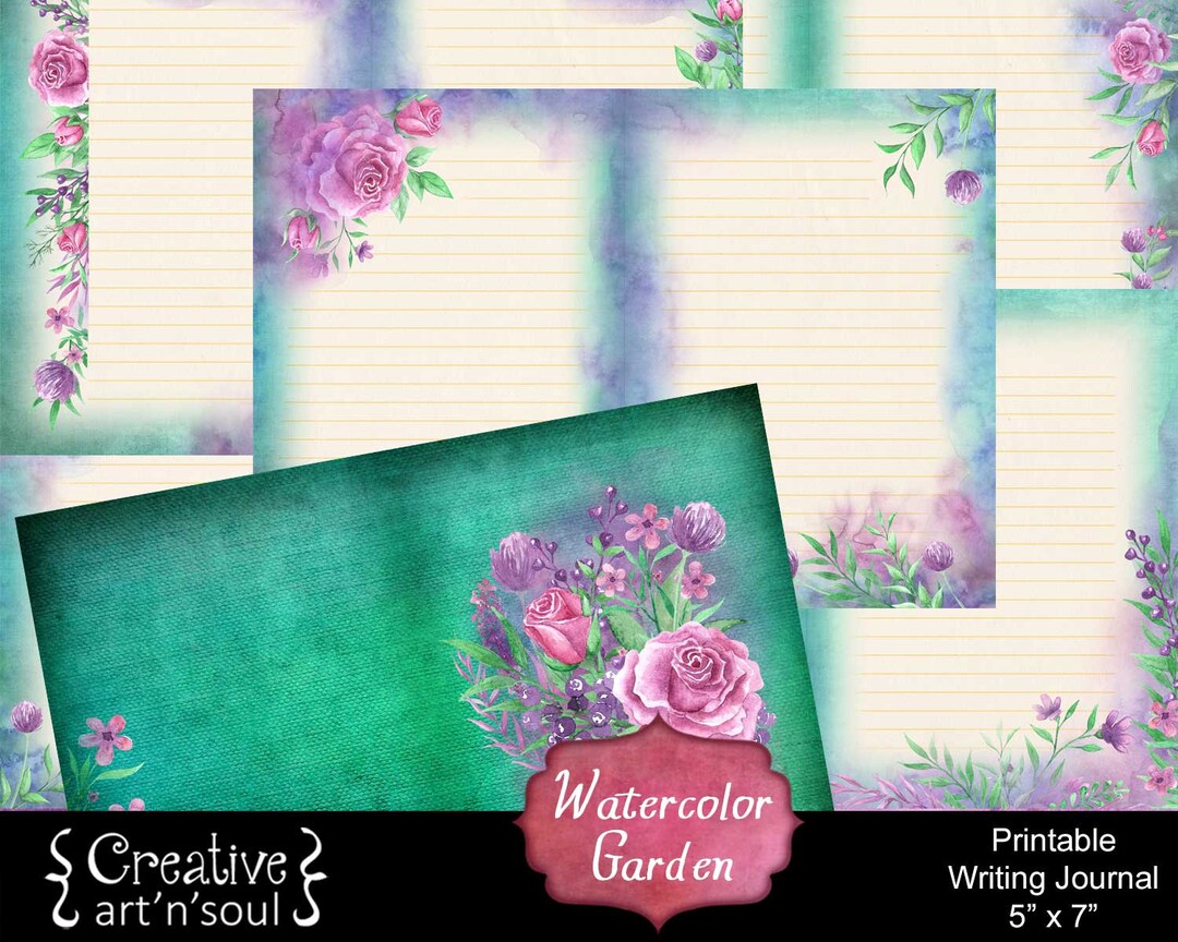 Watercolor Garden Printable Writing Journal Printable Writing - Etsy