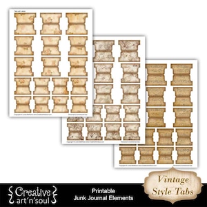 Printable Junk Journal Tabs, Junk Journal Folder Tabs - Etsy