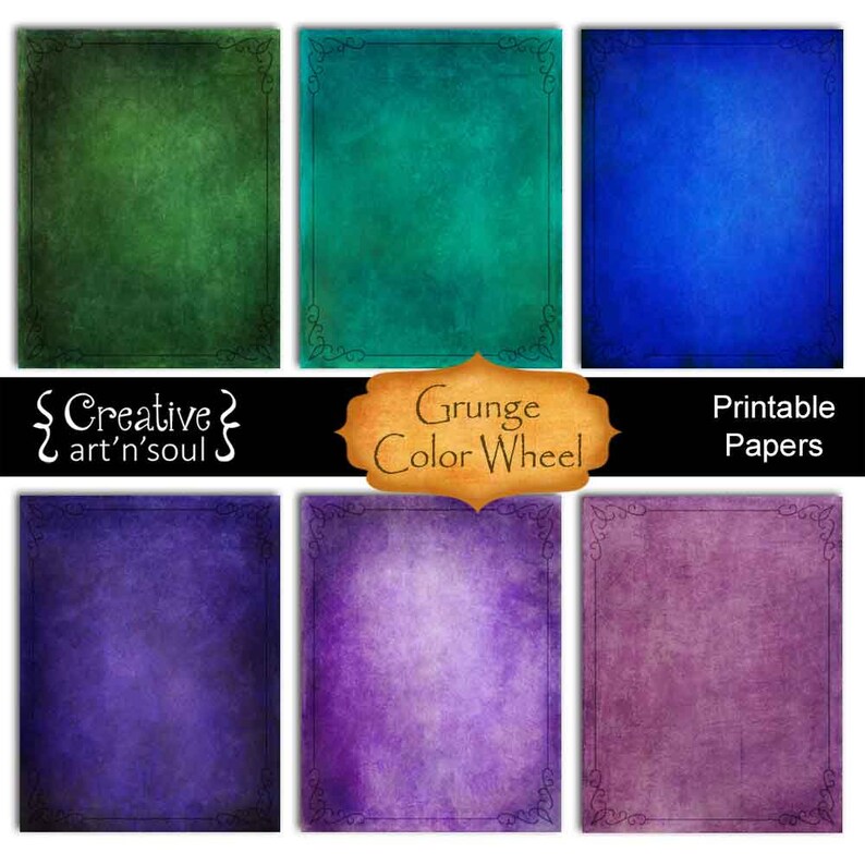 Printable Paper Pack Digital Paper Grunge Color Wheel - Etsy