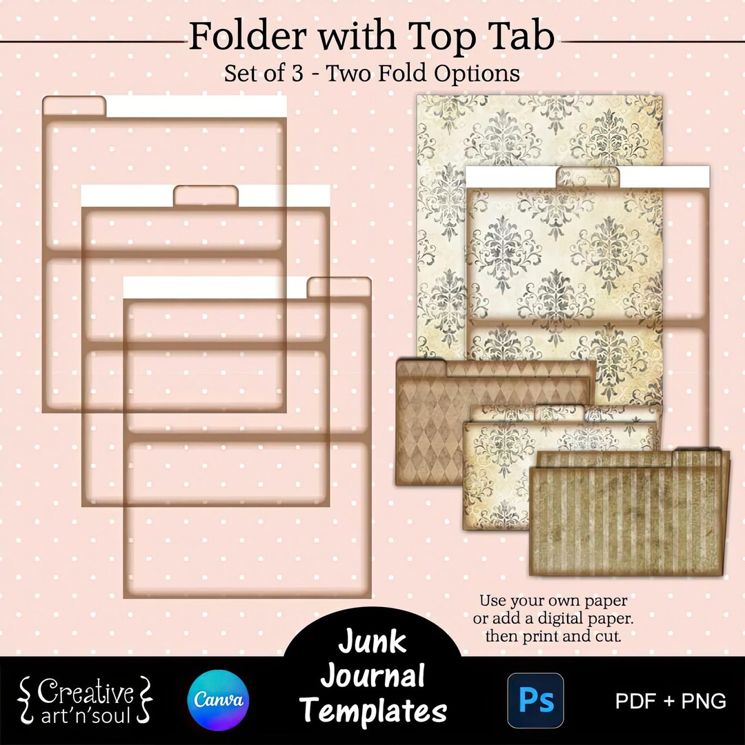 Printable Junk Journal Folder Templates, Junk Journal Folder With Top ...
