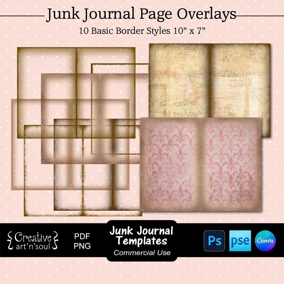Junk Journal Templates, Junk Journal Basic Page Borders 10" X 7 ...