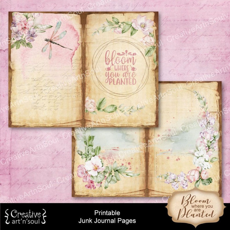 Printable Junk Journal Pages Bloom Where You Are Planted - Etsy