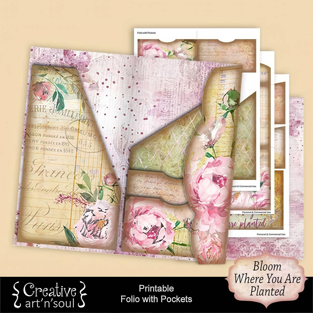 Bloom Printable Junk Journal Folio With Pockets, Junk Journal ...