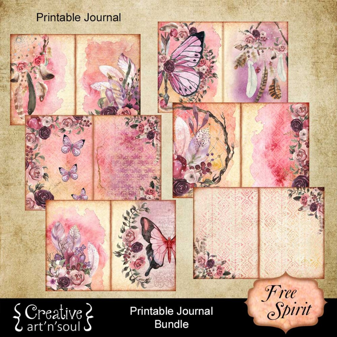Printable Junk Journal Kit 30 Page Bundle Free Spirit - Etsy