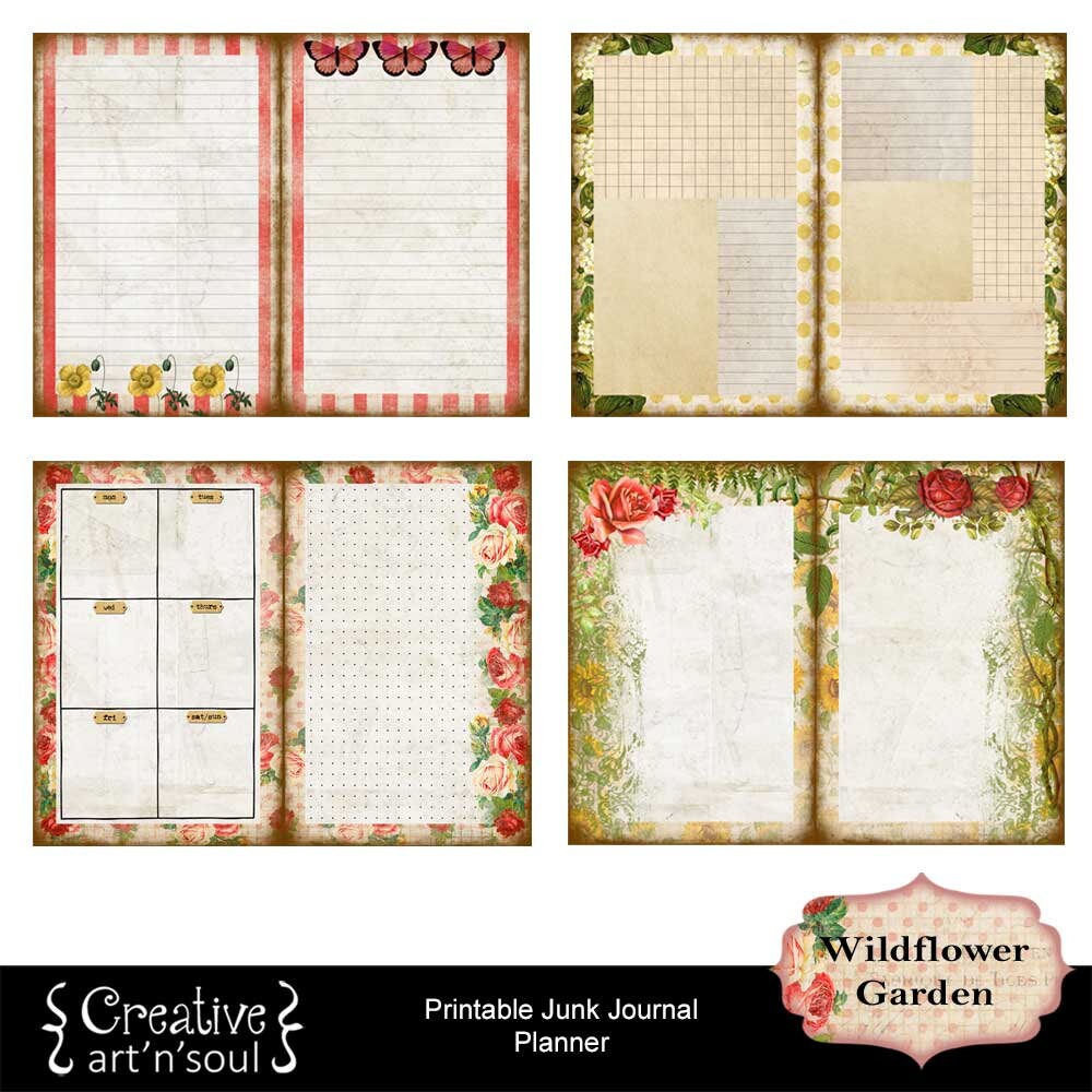 Printable Junk Journal Planner Wildflower Garden | Etsy